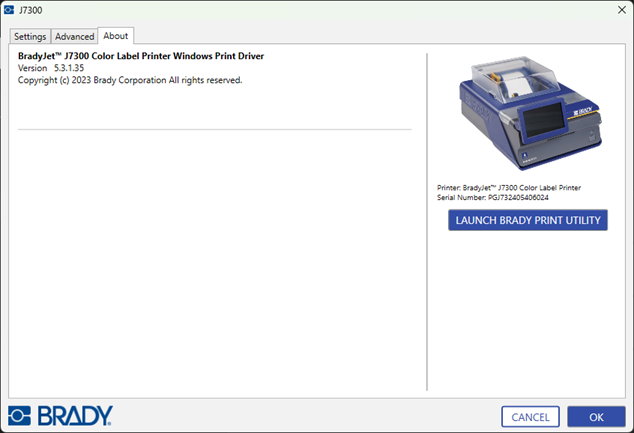 J7300 - Printer Driver Settings | Brady Support
