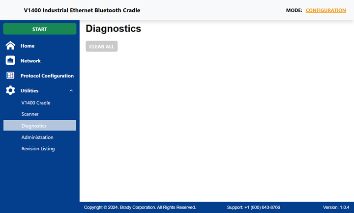 V4100 Cradle - Diagnostics in the Web-Based Configuration Tool | Brady ...
